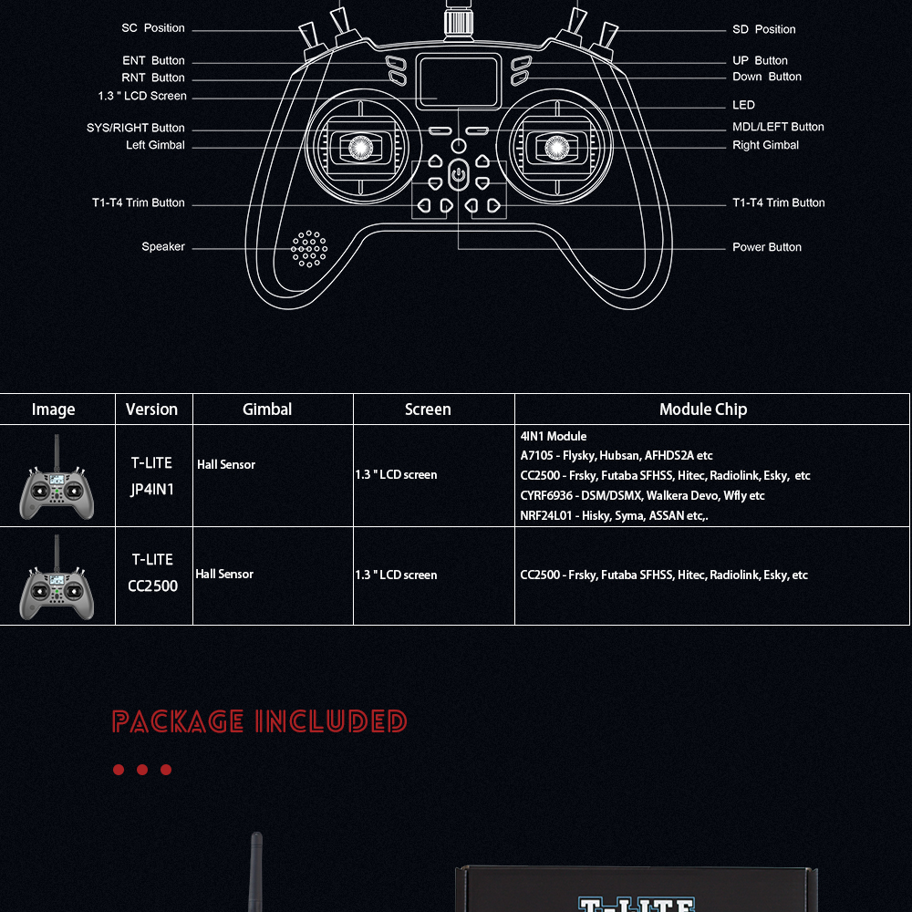 Jumper T Lite CC2500 module Radio Controller Hall Sensor Gimbals OpenTX ...